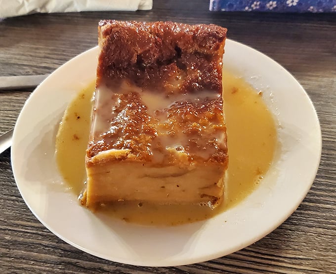 This bread pudding isn't just dessert – it's a warm, whiskey-sauced hug that makes you understand why people write love songs about Louisiana cuisine.