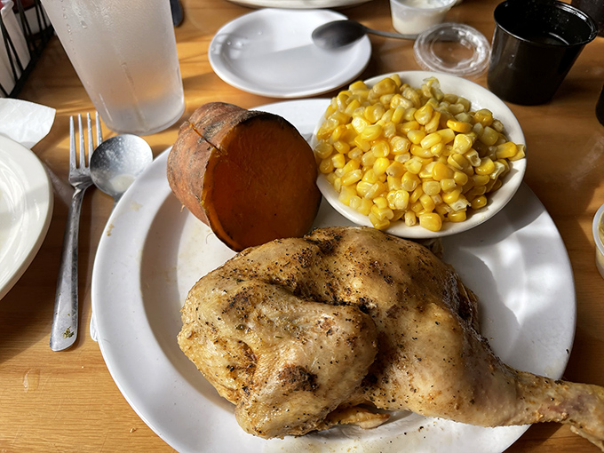 Sometimes even fish lovers need a change of pace – this perfectly roasted chicken with sweet corn proves Brennan's culinary skills aren't limited to creatures with fins.