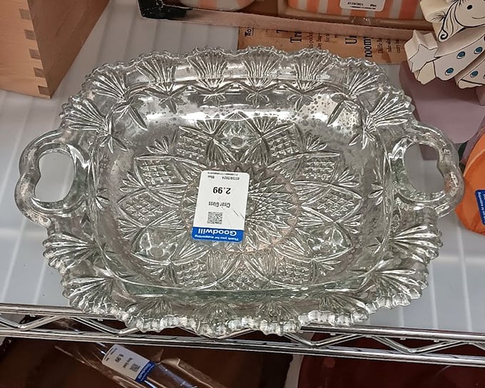 Crystal serving platters that would make your grandmother proud. Instant entertaining elegance that looks like an heirloom but costs less than lunch.