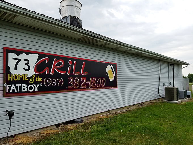 The sign says it all – "Home of the Fat Boy" isn't just a slogan, it's a promise that nobody leaves hungry at this roadside treasure.