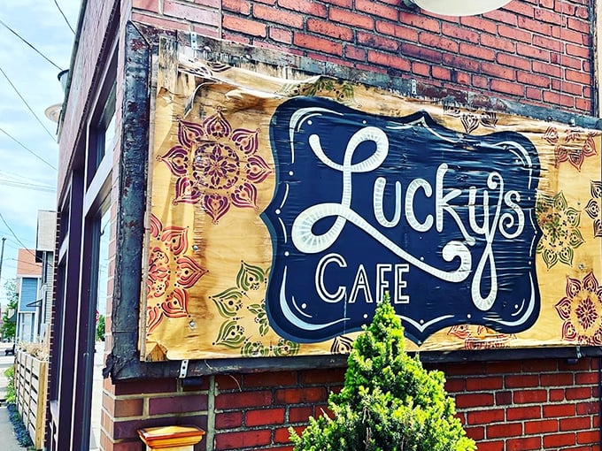 The hand-painted sign promises more than just a meal—it's an invitation to experience a Cleveland institution that delivers on its name.