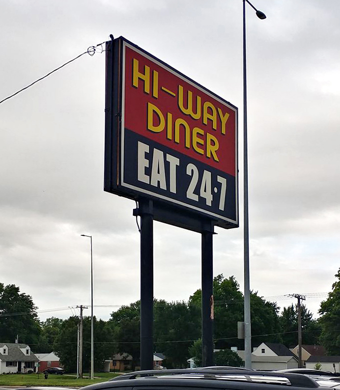 The towering sign announces "EAT 24-7" – three beautiful words that have saved many a late-night craving and early morning hunger pang.