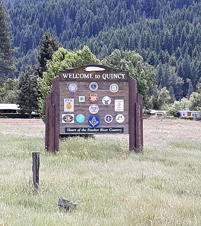 "Heart of Feather River Country" isn't just a slogan—it's Quincy's promise of community, displayed proudly at the town's entrance.
