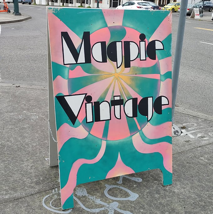 The sidewalk sign doesn't just announce a store—it's an invitation to the kind of shopping adventure that turns browsers into collectors.