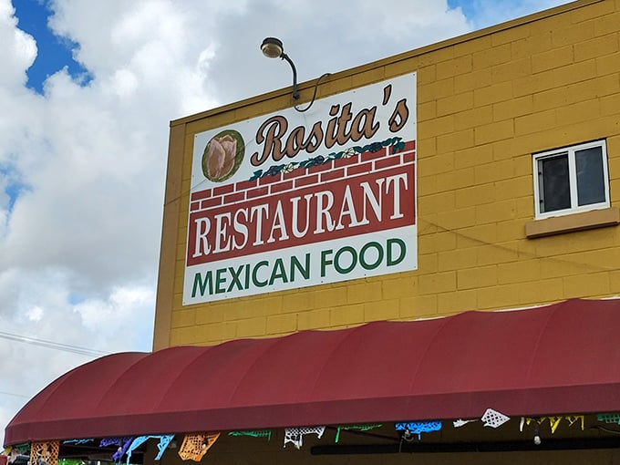 The sign against the Florida sky promises authentic Mexican flavors – a beacon for those seeking refuge from tourist traps and chain restaurants.