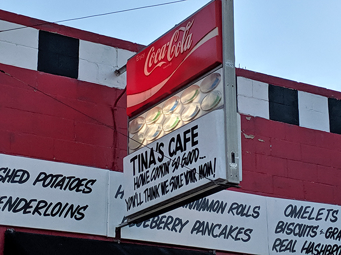 "You'll think we stole your Mom!"—the sign promises. After tasting those cinnamon rolls and pork tenderloins, you might wonder if Mom's been moonlighting here.