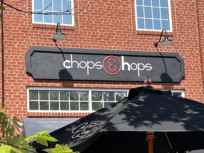The sign says it all – where "chops" meets "hops" and everybody wins.