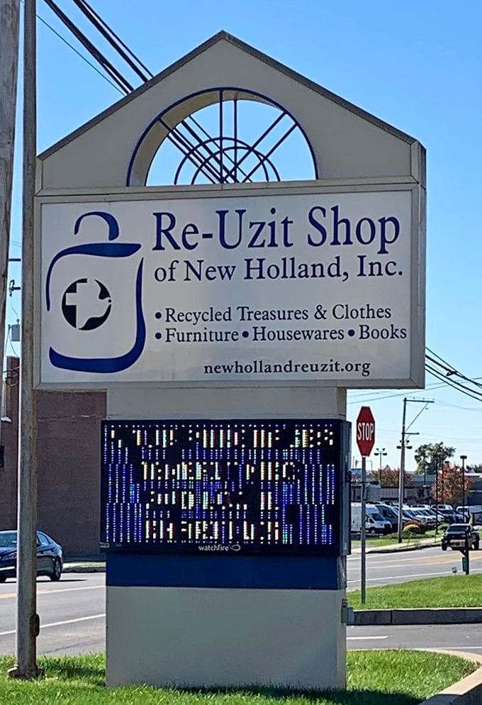 The sign says it all—"Recycled Treasures & Clothes"—but fails to mention the thrill of the hunt that keeps Pennsylvania bargain seekers coming back.