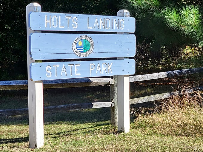 The humble blue sign announces you've found the place where memories are made without fanfare—Delaware's best-kept waterfront secret.