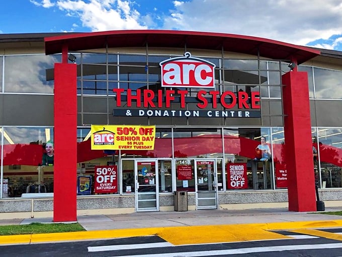 The welcoming façade of arc Thrift Store promises not just bargains but purpose, with every purchase supporting employment opportunities for Coloradans with disabilities.