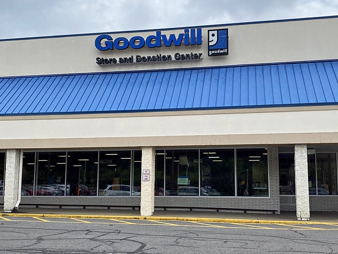 The blue-roofed building doesn't just house secondhand items—it's a community recycling system disguised as a shopping adventure.