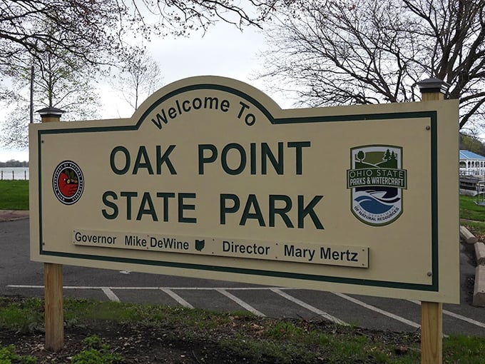 The official welcome sign—Ohio's smallest state park making the biggest impression on visitors lucky enough to discover this hidden gem.