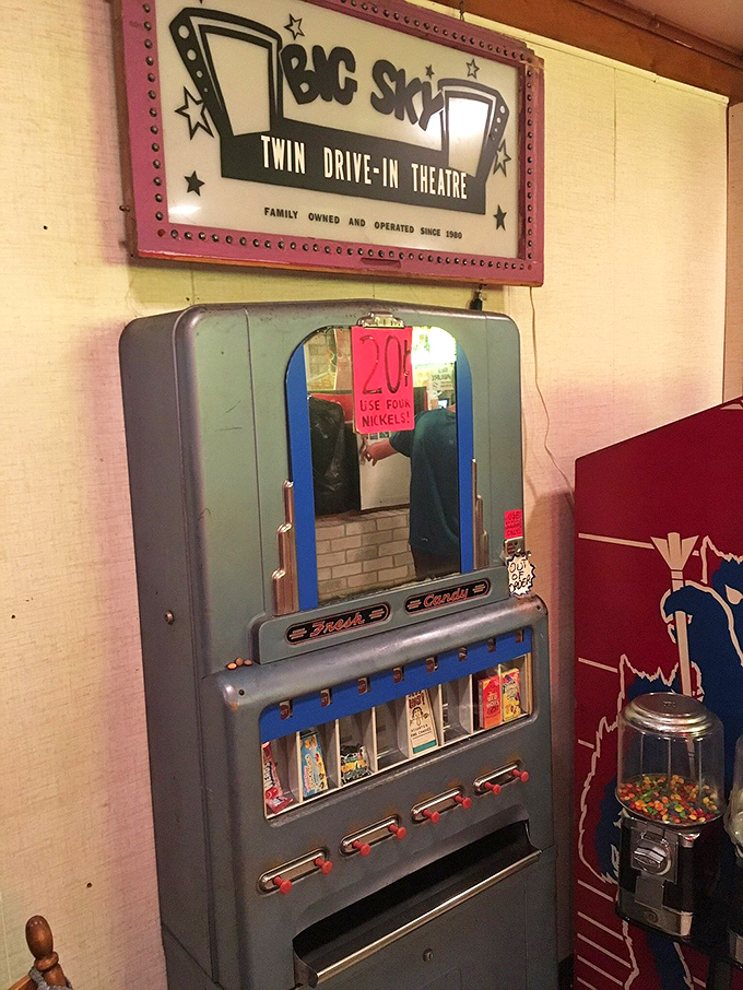 This vintage candy machine doesn't just dispense sweets; it dispenses memories of a time when 20¢ bought happiness by the handful.