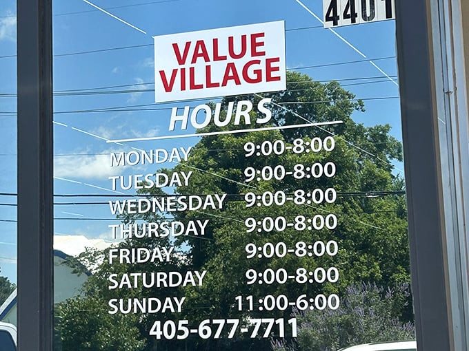 The store hours sign—your roadmap to treasure hunting success. Plan accordingly, fellow adventurers!