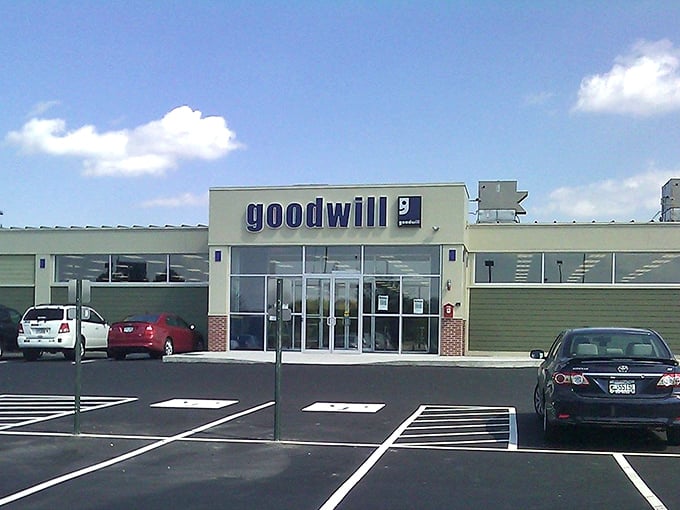 On sunny days, the Goodwill storefront beckons bargain hunters like a lighthouse guiding ships to safe harbor—and incredible deals.