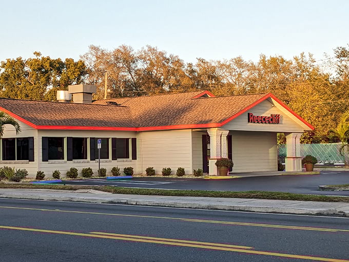 Reececliff stands sentinel on South Florida Avenue, its distinctive red trim a landmark for hungry travelers and locals alike.