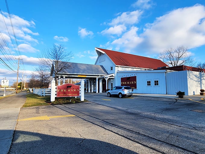 Even from the street, The Barn's distinctive silhouette promises an evening of indulgence worth every mile of the drive.