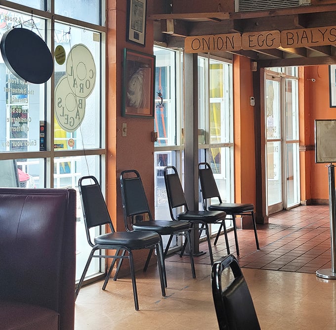 The waiting area—where anticipation builds and strangers bond over the universal truth that good things come to those who wait for bagels.