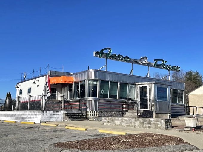 The Aero Diner stands as a chrome-clad time machine where breakfast is served all day and calories don't count if you're over 65.