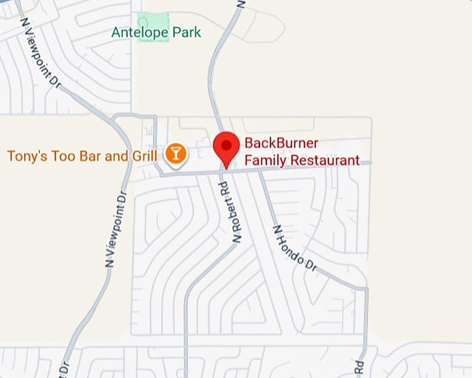 16. backburner family restaurant map