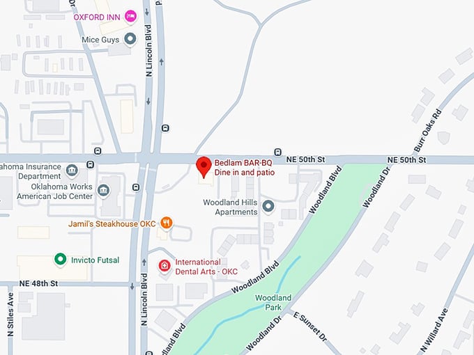 16. bedlam bar b q dine in and patio map