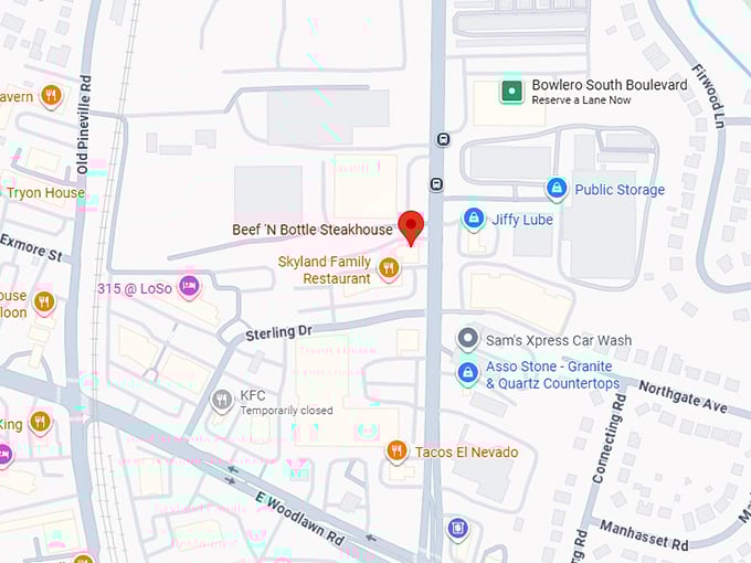 16. beef 'n bottle steakhouse map