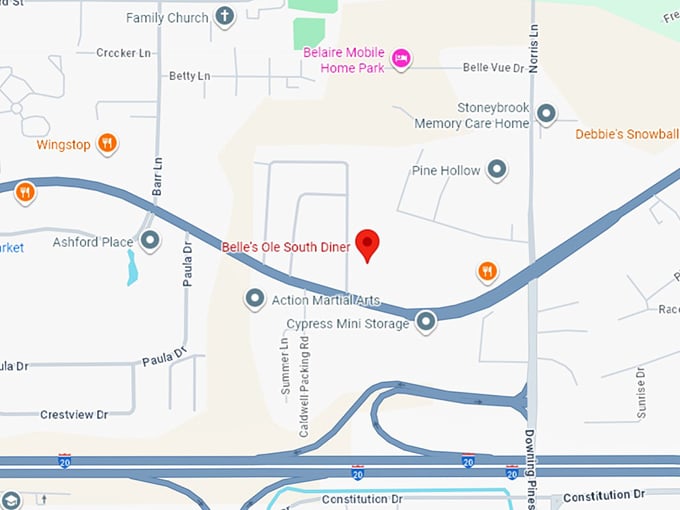 16. belle’s ole south diner map