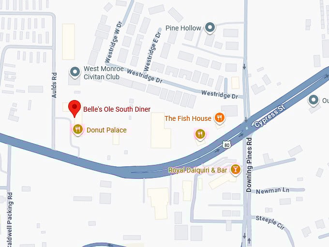 16. belle’s ole south diner map