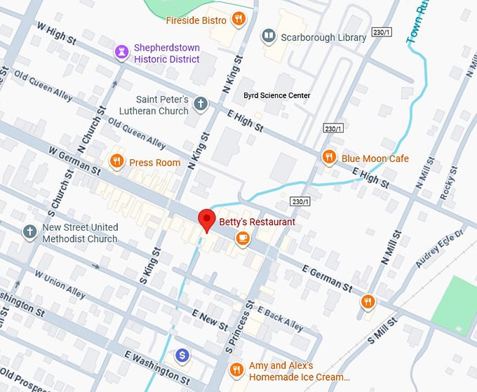 16. betty's restaurant map