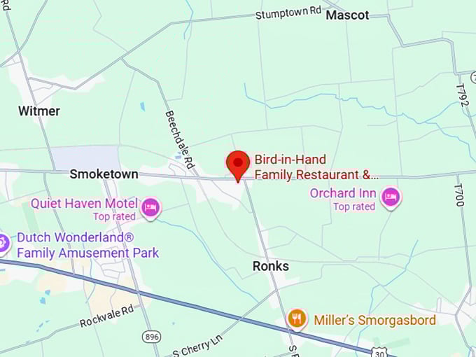 16. bird in hand family restaurant & smorgasbord (bird in hand) map