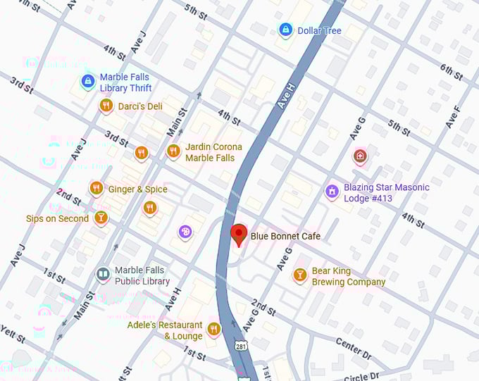 16. blue bonnet cafe map