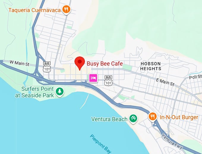 16. busy bee cafe map