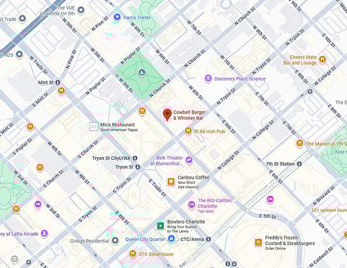 16. cowbell burger & whiskey bar map