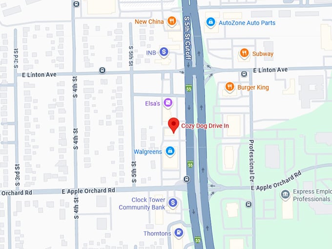 16. cozy dog drive in map