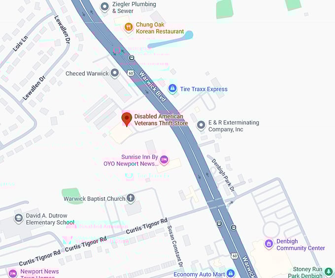 16. disabled american veterans thrift store (15265 warwick blvd) map