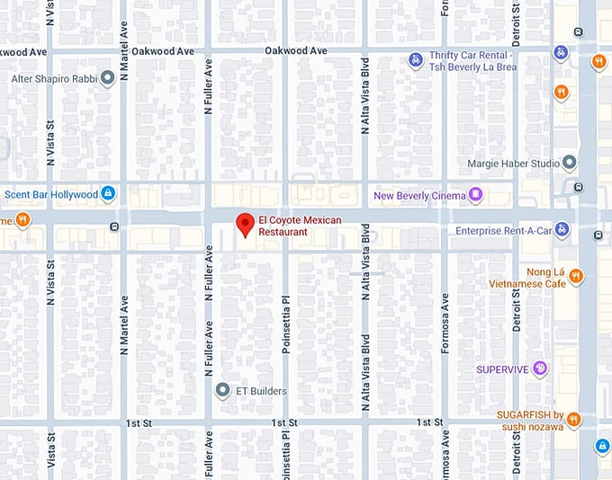 16. el coyote mexican restaurant map
