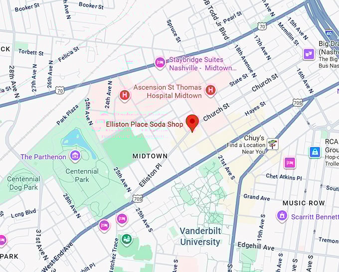 16. elliston place soda shop map