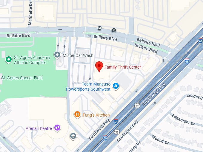 16. family thrift center (7553 bellaire blvd) map