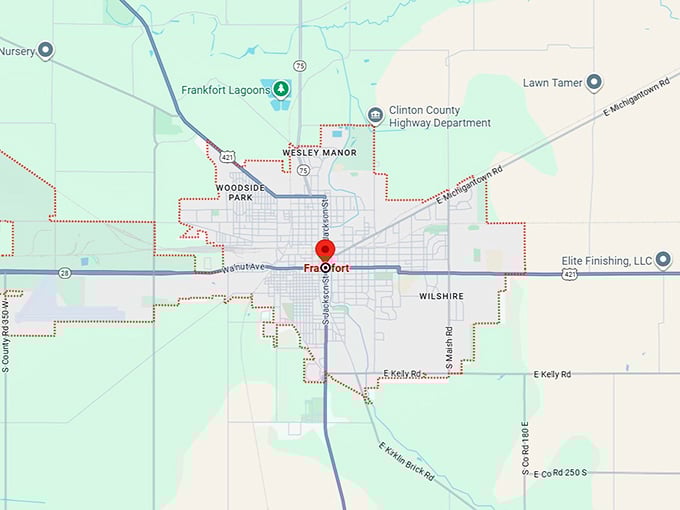 16. frankfort, in map