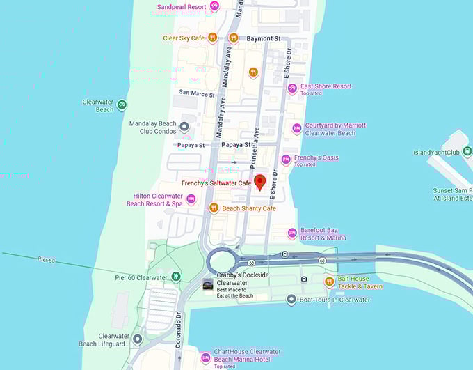 16. frenchy's saltwater cafe map