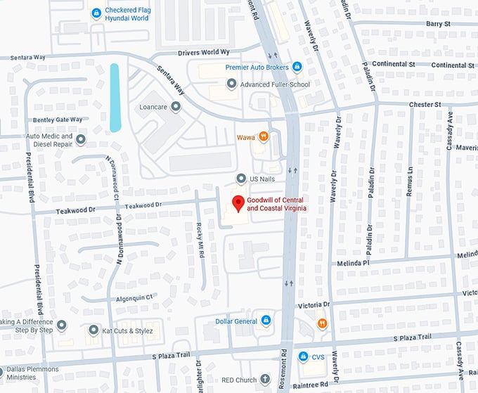 16. goodwill of central and coastal virginia (229 s rosemont rd) map