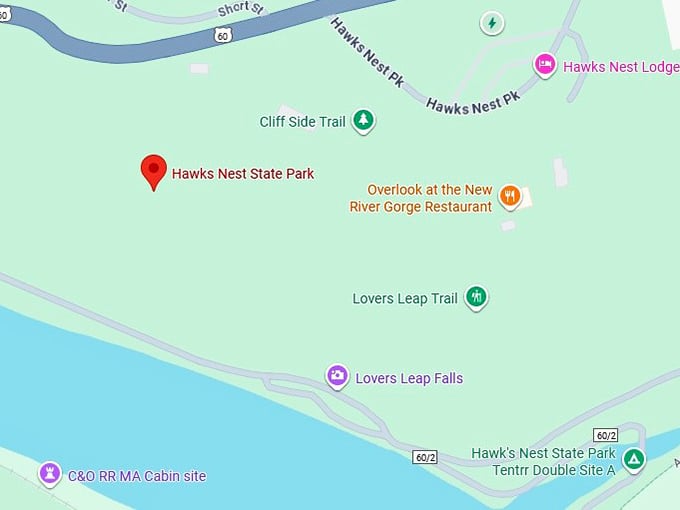 16. hawks nest state park map