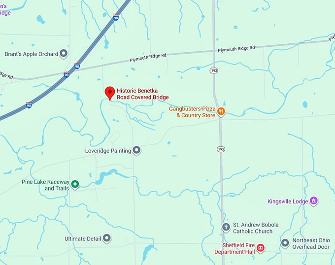 16. historic benetka road covered bridge map