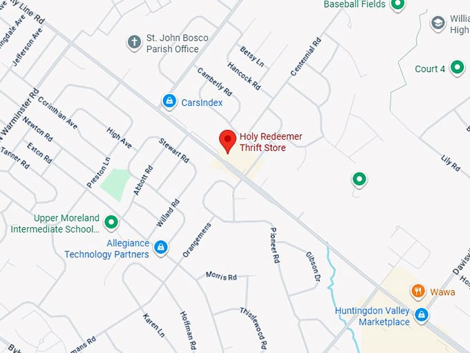 16. holy redeemer thrift store map