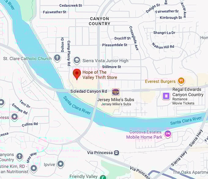 16. hope of the valley thrift store map
