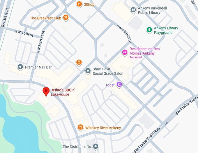 16. jethro’s bbq n’ lakehouse map