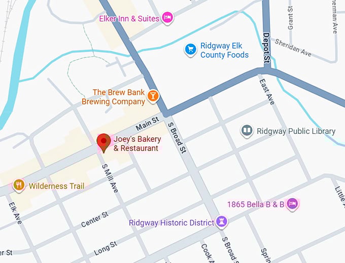 16. joey's bakery & restaurant map