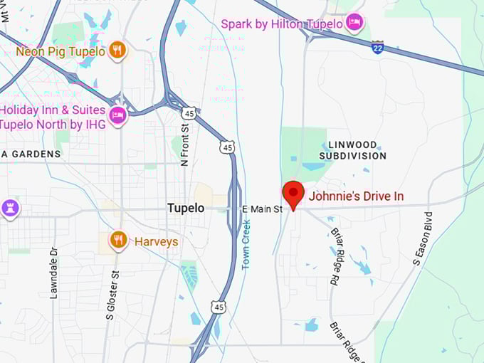 16. johnnie’s drive in map