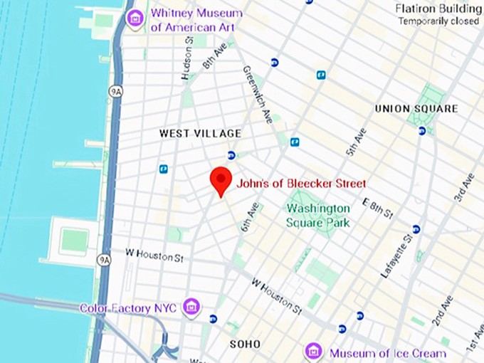 16. john’s of bleecker street map