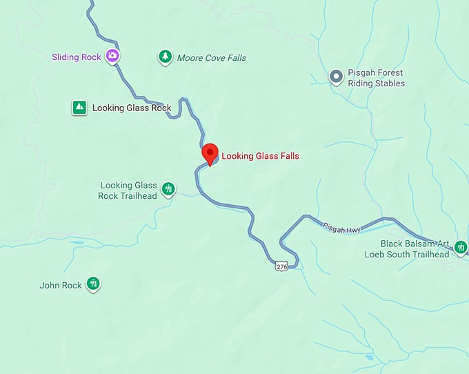16. looking glass falls map